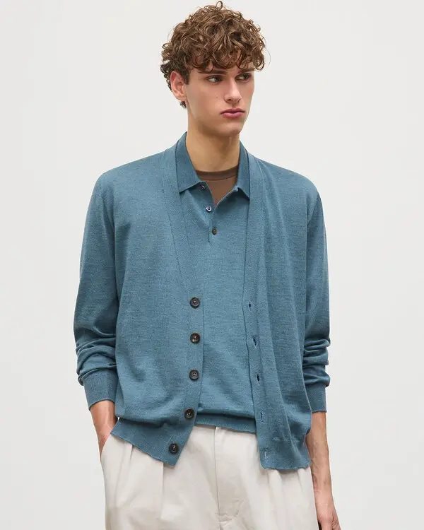 Johnstons Of Elgin Forsyth Superfine Cashmere Cardigan - Blue