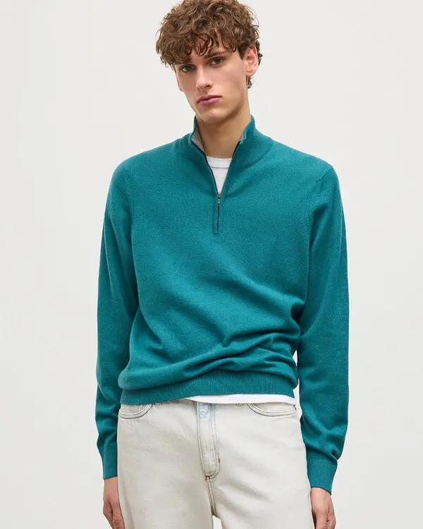 Johnstons Of Elgin Cashmere Half Zip Jumper - Green