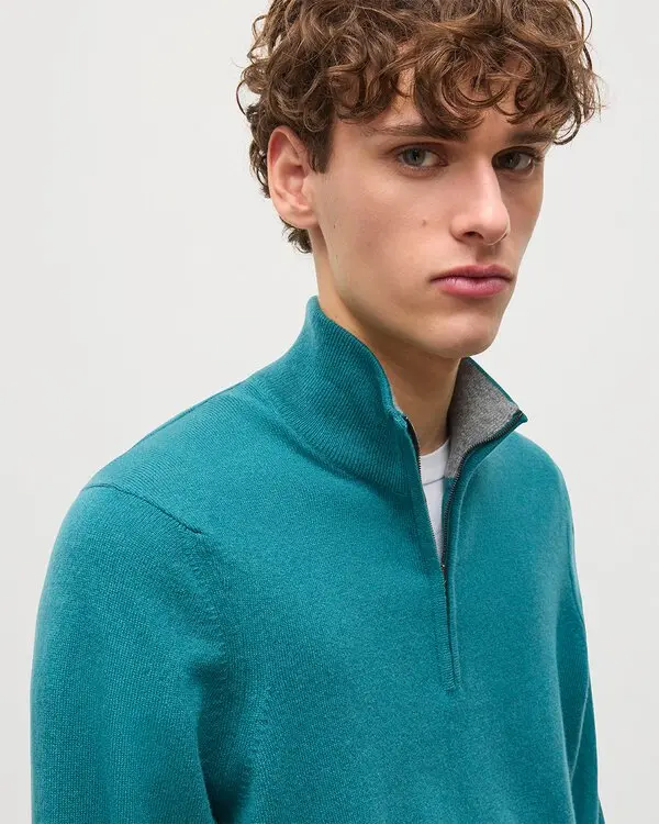 Johnstons Of Elgin Cashmere Half Zip Jumper - Green
