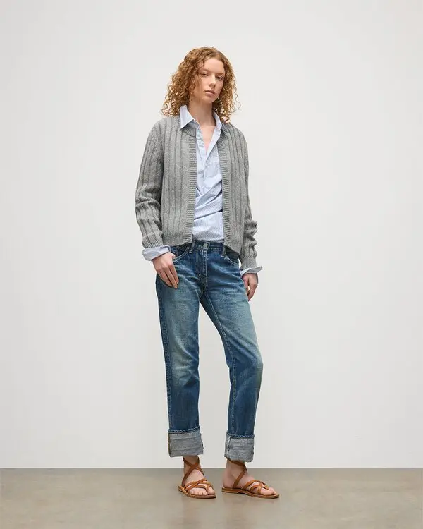 Johnstons Of Elgin Lecht Cashmere Crew Cardigan - Grey