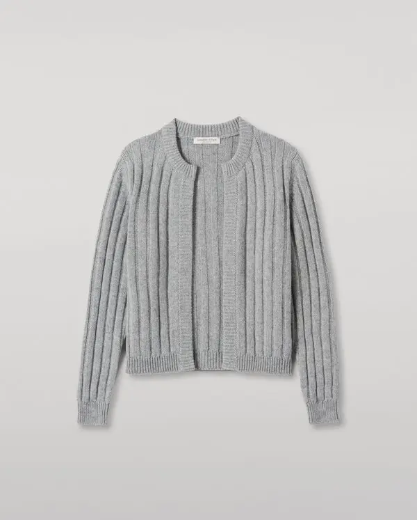 Johnstons Of Elgin Lecht Cashmere Crew Cardigan - Grey