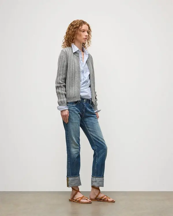Johnstons Of Elgin Lecht Cashmere Crew Cardigan - Grey