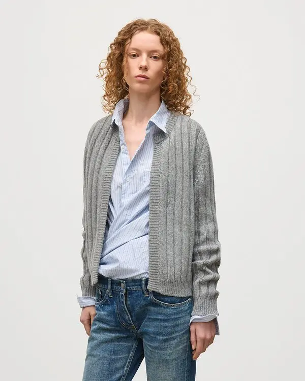 Johnstons Of Elgin Lecht Cashmere Crew Cardigan - Grey