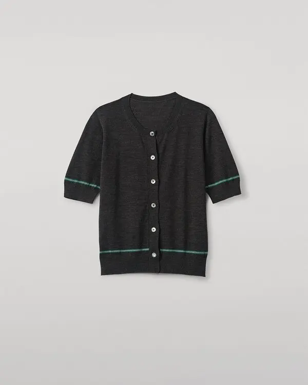 Johnstons Of Elgin Brae Merino Wool Cardigan - Grey
