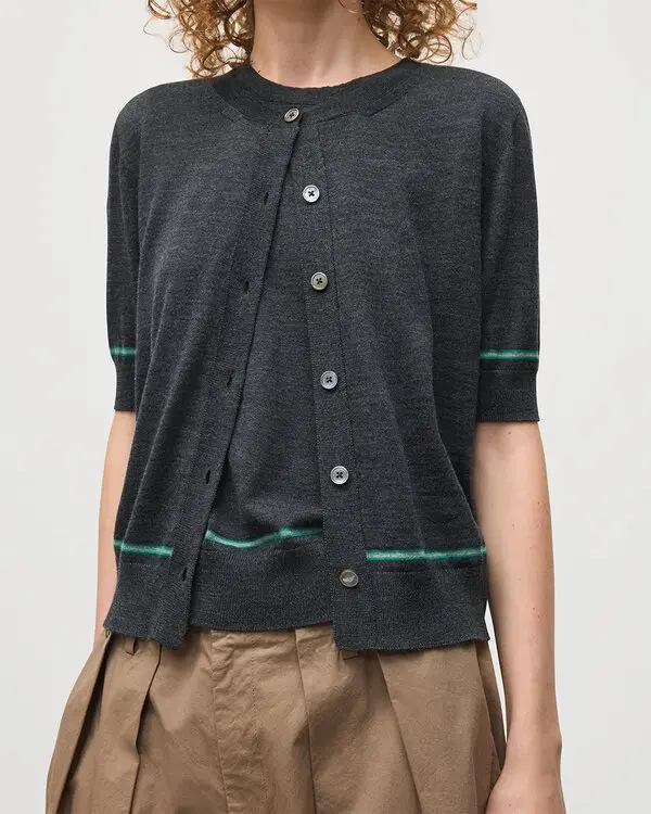 Johnstons Of Elgin Brae Merino Wool Cardigan - Grey