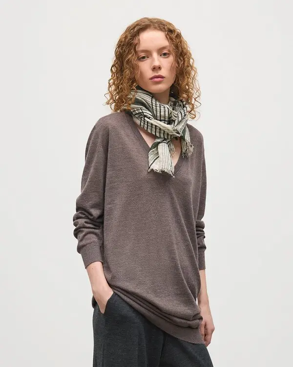 Johnstons Of Elgin Elise Long Superfine Cashmere Jumper - Brown