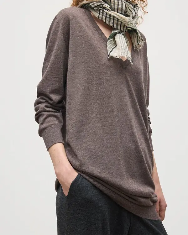 Johnstons Of Elgin Elise Long Superfine Cashmere Jumper - Brown