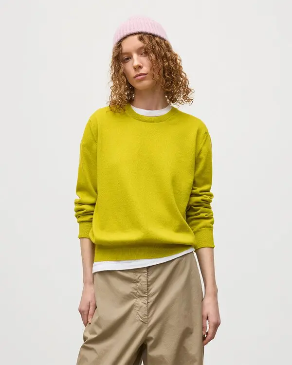 Johnstons Of Elgin Lunan Classic Crew Jumper - Yellow