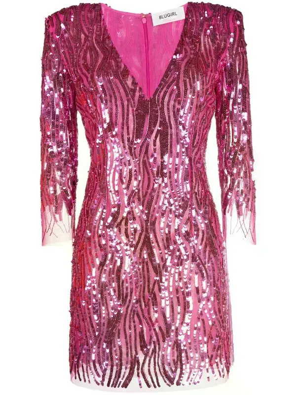 BLUGIRL Sequined V-neck Mini Dress