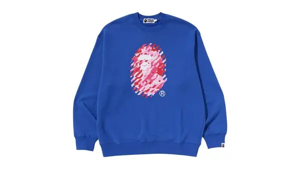 A BATHING APE Abc Camo Ape Head Relaxed Fit Crewneck Sweatshirt - Blue