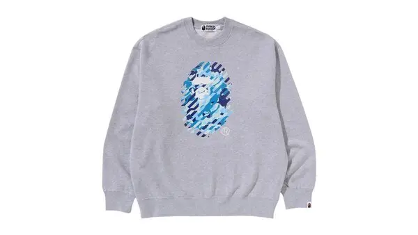 A BATHING APE Abc Camo Ape Head Relaxed Fit Crewneck Sweatshirt - Gray