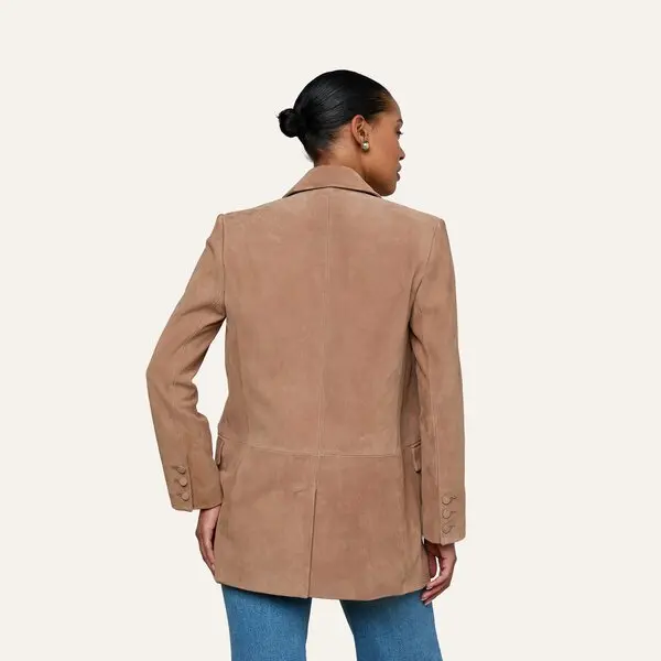 L'Agence Aimee Oversized Suede Blazer - Cappuccino