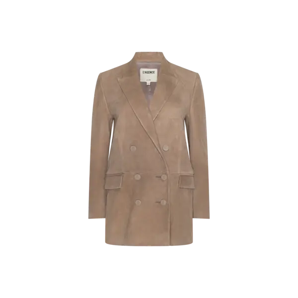 L'Agence Aimee Oversized Suede Blazer - Cappuccino