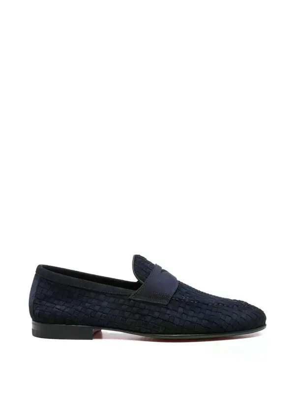 Santoni Woven-strap Leather Loafers - Blue