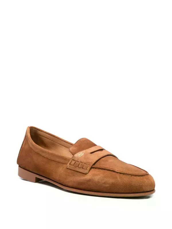 Santoni Penny-strap Suede Loafers - Brown