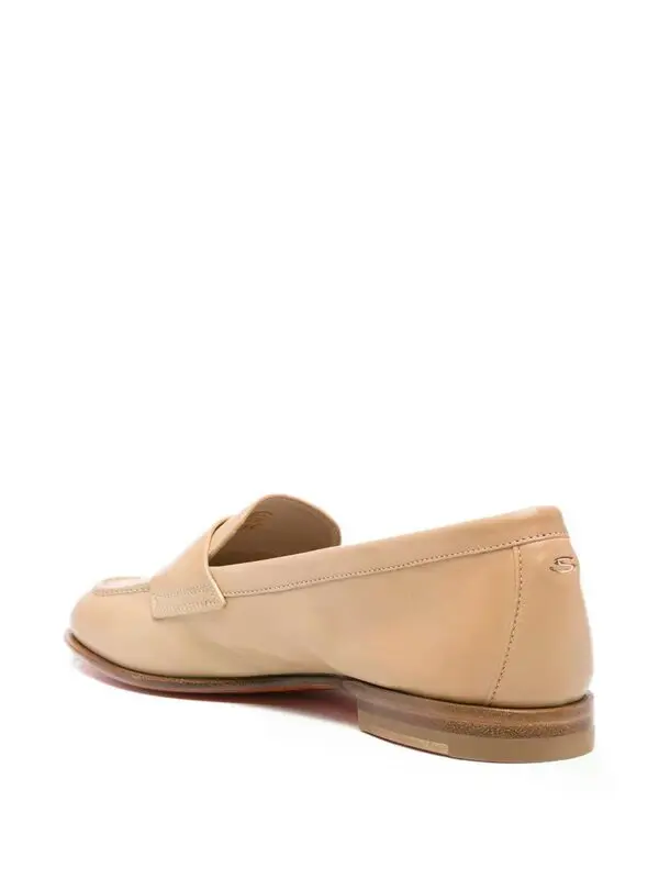 Santoni Penny-strap Leather Loafers - Neutrals