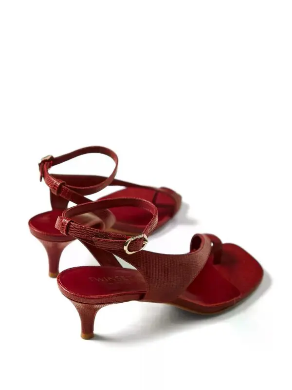 TWINSET Lizard-effect Toe Post Sandals