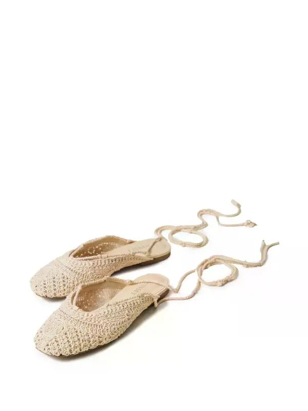 TWINSET Crochet Ballet Mules With Cotton Leg Ties