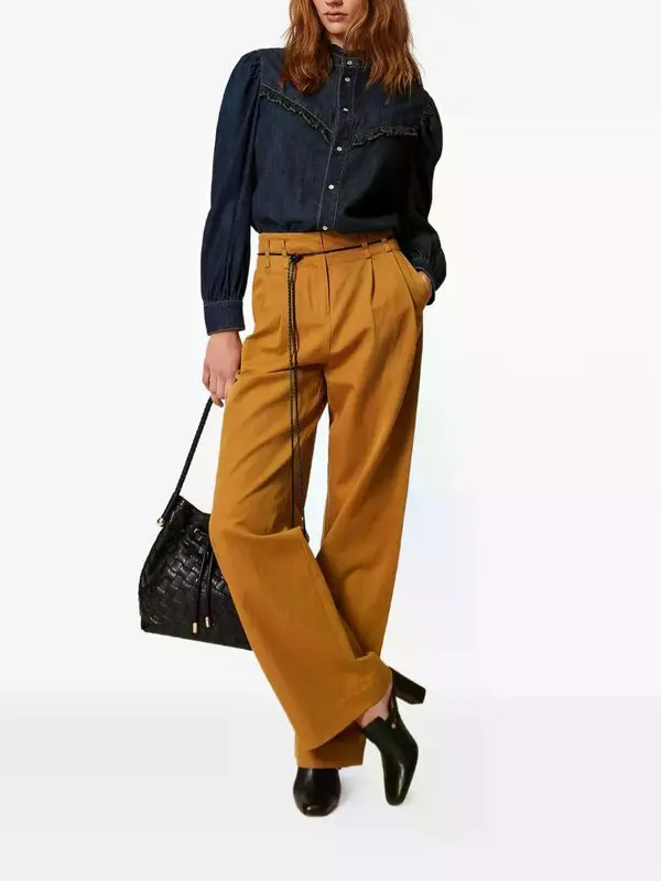 TWINSET Pleated High-waisted Trousers - Brown