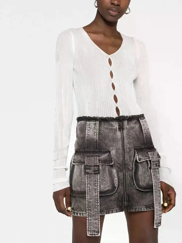 Fendi Stonewashed Denim Cargo Skirt