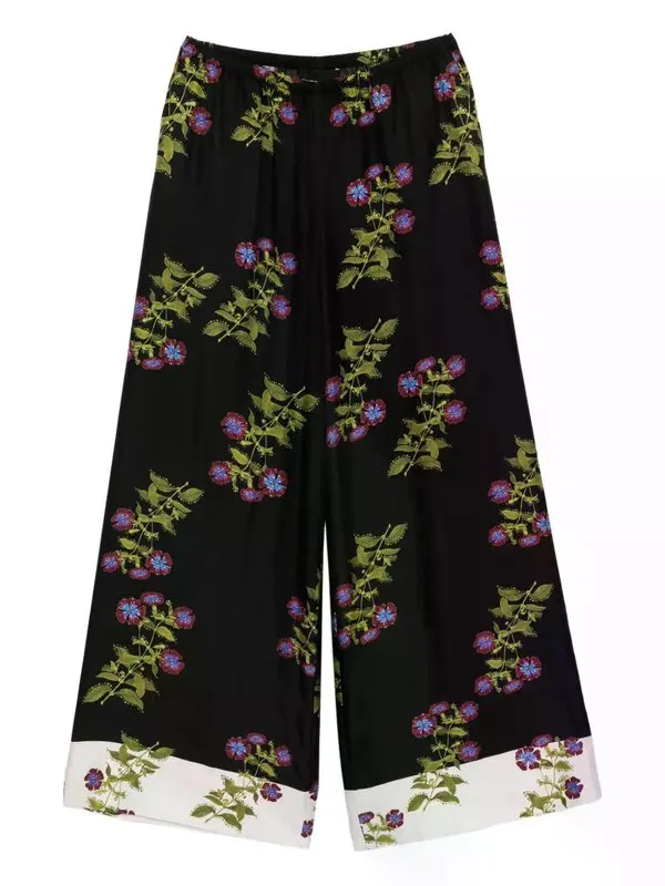 Cynthia Rowley Floral-print Trousers - Black