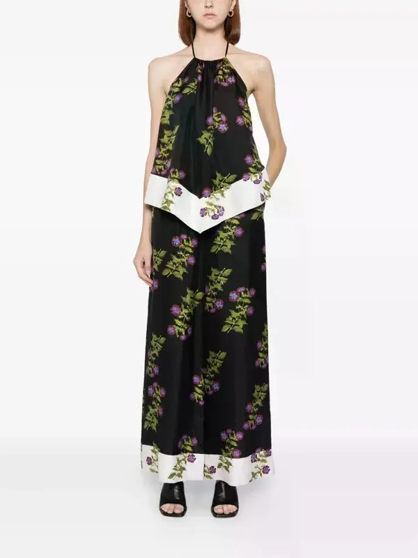 Cynthia Rowley Floral-print Trousers - Black
