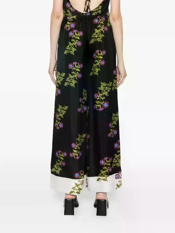 Cynthia Rowley Floral-print Trousers - Black
