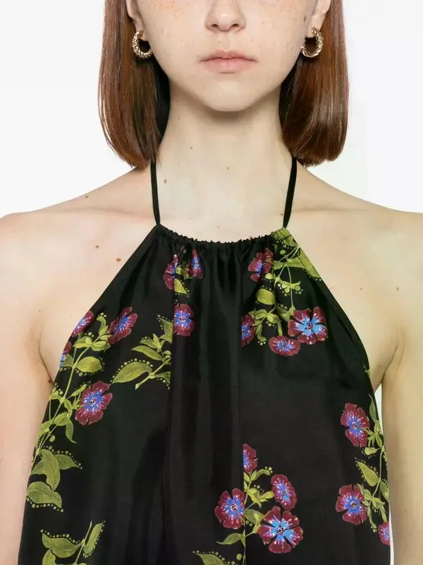 Cynthia Rowley Floral-print Strapless Top - Black