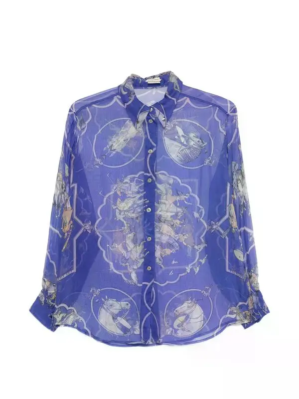 Hermès 1990s Printed Shirt - Blue