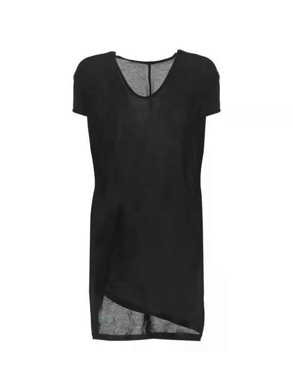 Rick Owens Temple Hiked V-neck T-shirt - Black