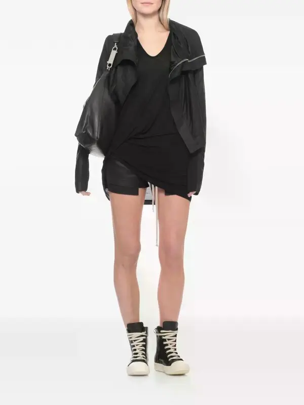 Rick Owens Temple Hiked V-neck T-shirt - Black
