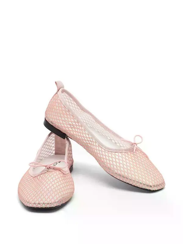 Repetto Mesh Ballet Flats With Bow Detail