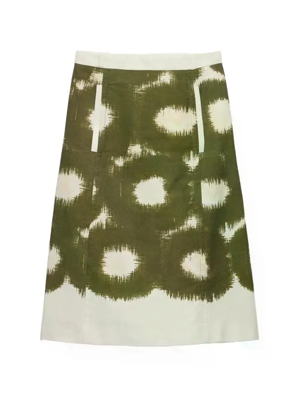 Prada Printed Canvas Straight Skirt - Green