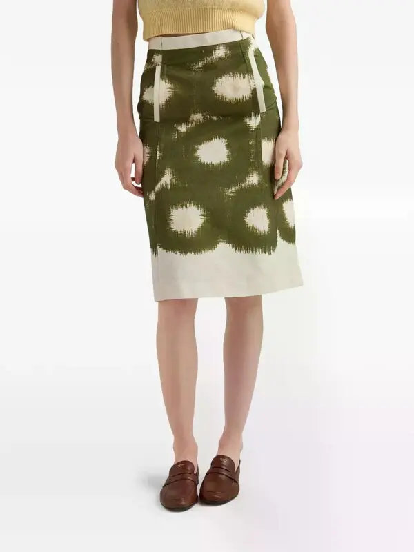 Prada Printed Canvas Straight Skirt