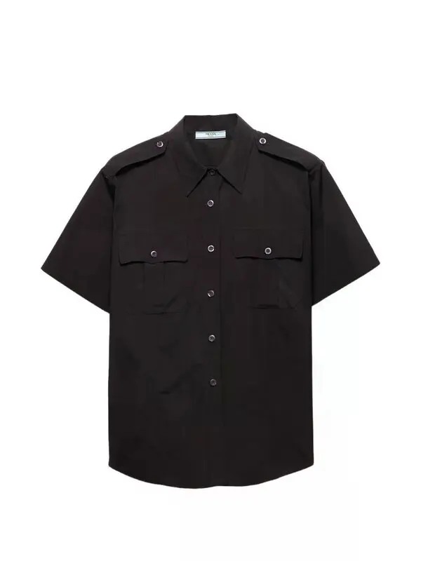 Prada Short-sleeved Poplin Shirt - Black