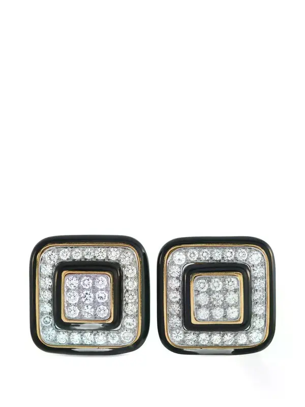 David Webb Diamond Squared Clip-on Earrings