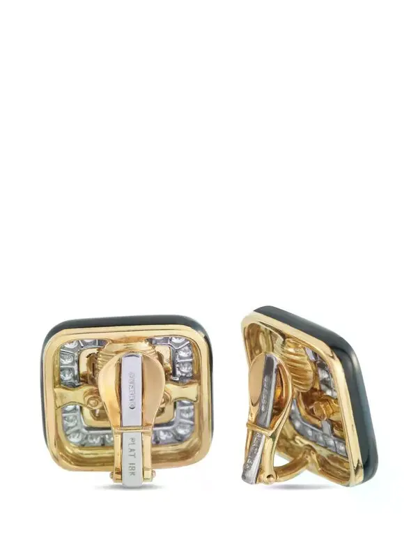 David Webb Diamond Squared Clip-on Earrings