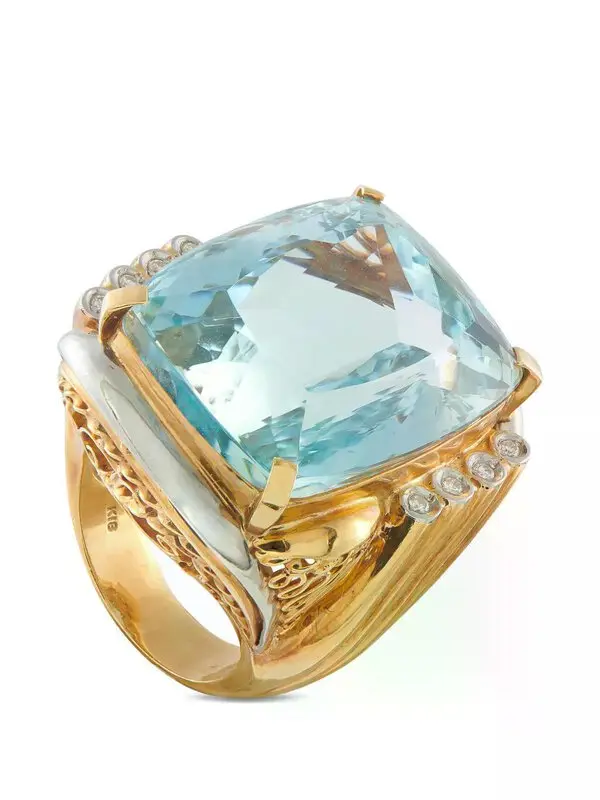 LB EXCLUSIVE Aquamarine And Diamond Ring - Gold