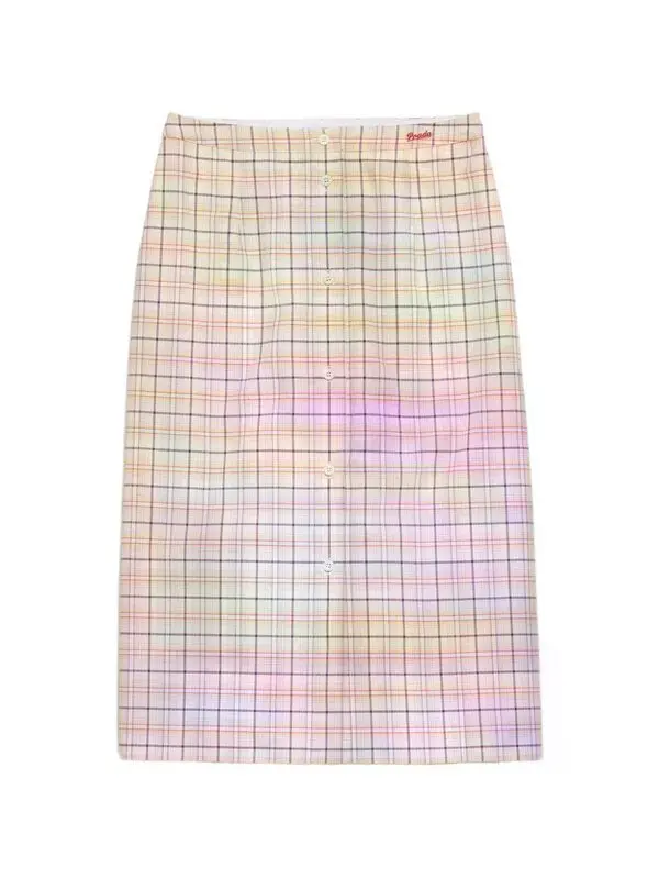 Prada Checked Cotton Poplin Pencil Skirt