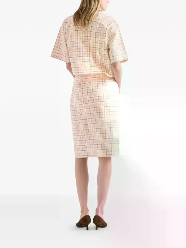 Prada Checked Cotton Poplin Pencil Skirt