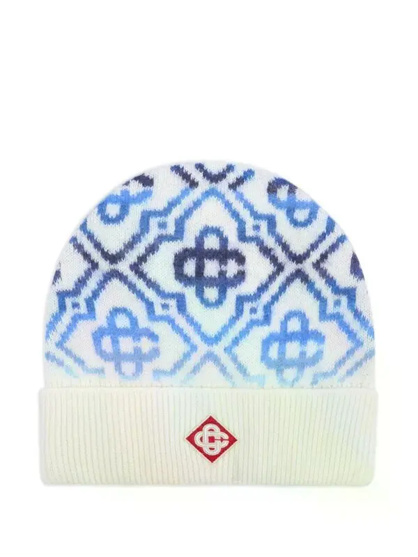 Casablanca Space Monogram Beanie Hat - Neutrals