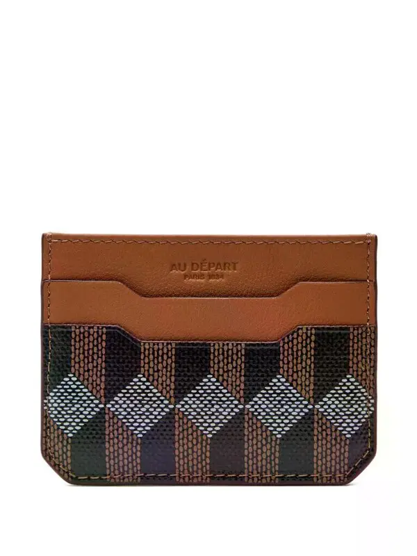 AU DEPART Geometric-pattern Card Holder - Neutrals