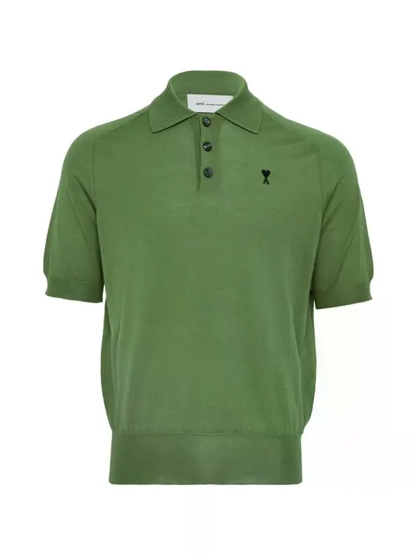 Ami Logo-embroidered Polo Shirt - Green