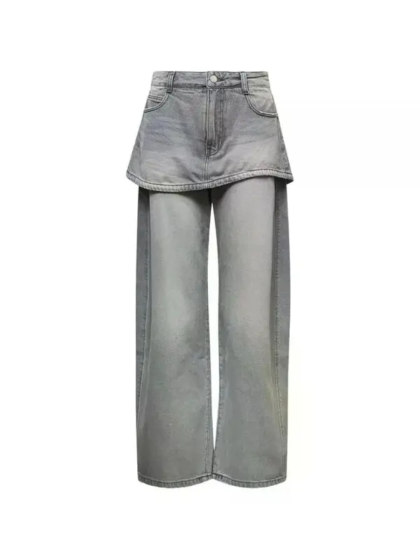 YCH Layered Skirt Jeans - Grey