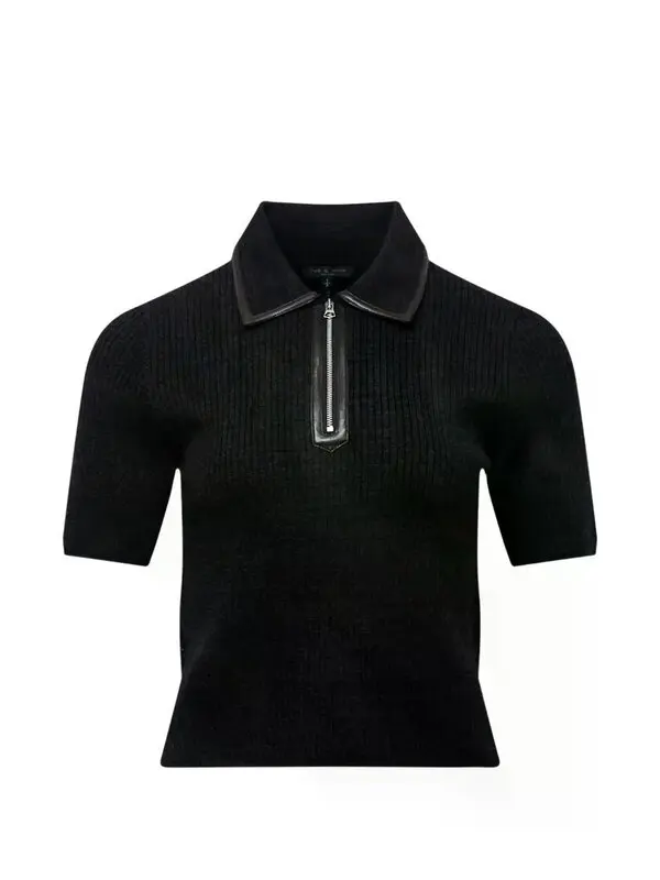 Rag & Bone Caterina Zipped Polo Top - Black