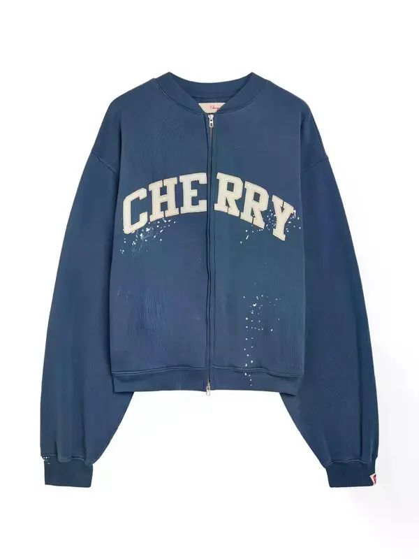 CHERRY LA Zip-up Embroidered Sweatshirt