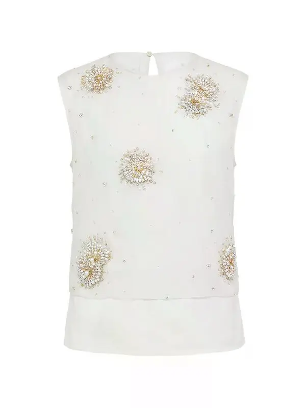 WALES BONNER Floral Beaded Sequin Top