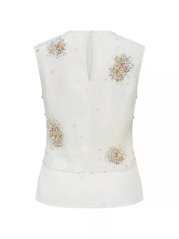 WALES BONNER Floral Beaded Sequin Top