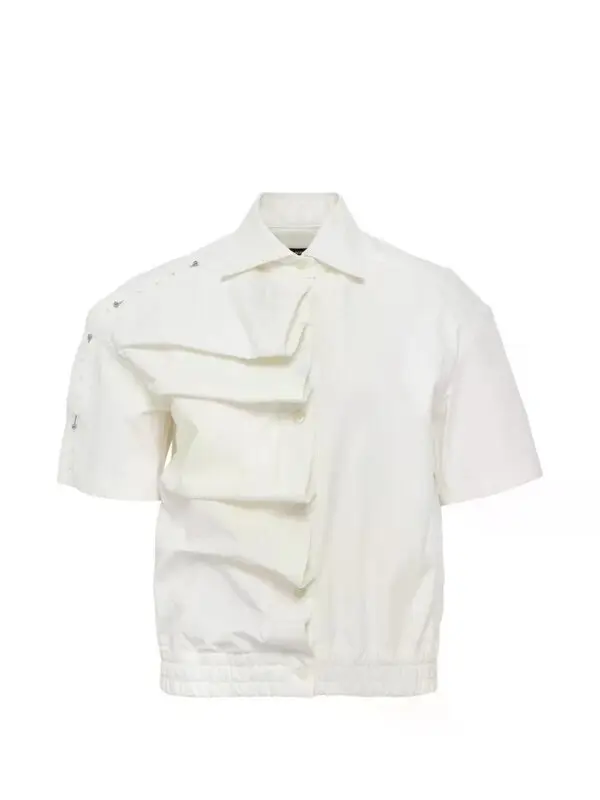 BONBOM Asymmetric Shirring Shirt - White
