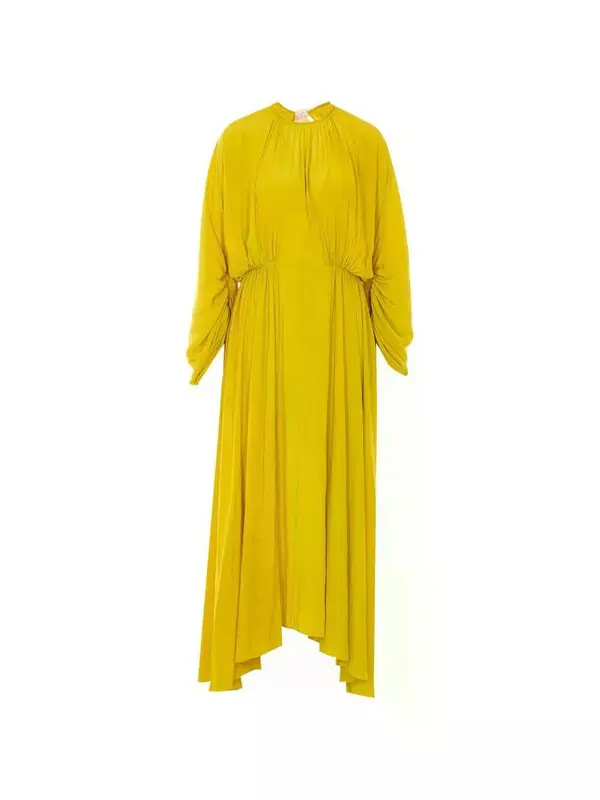 LANVIN Self-tie Pleated Maxi Dress - Yellow